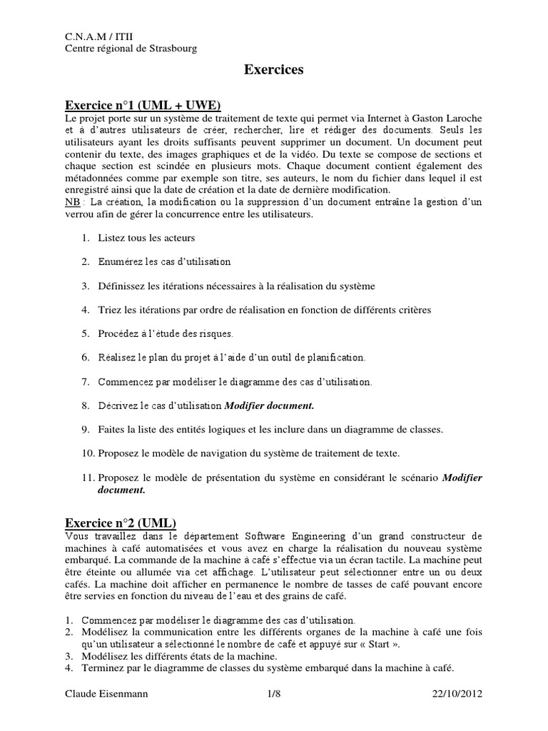 Exercices Uml PDF | PDF | Ascenseur | Architecture de logiciel