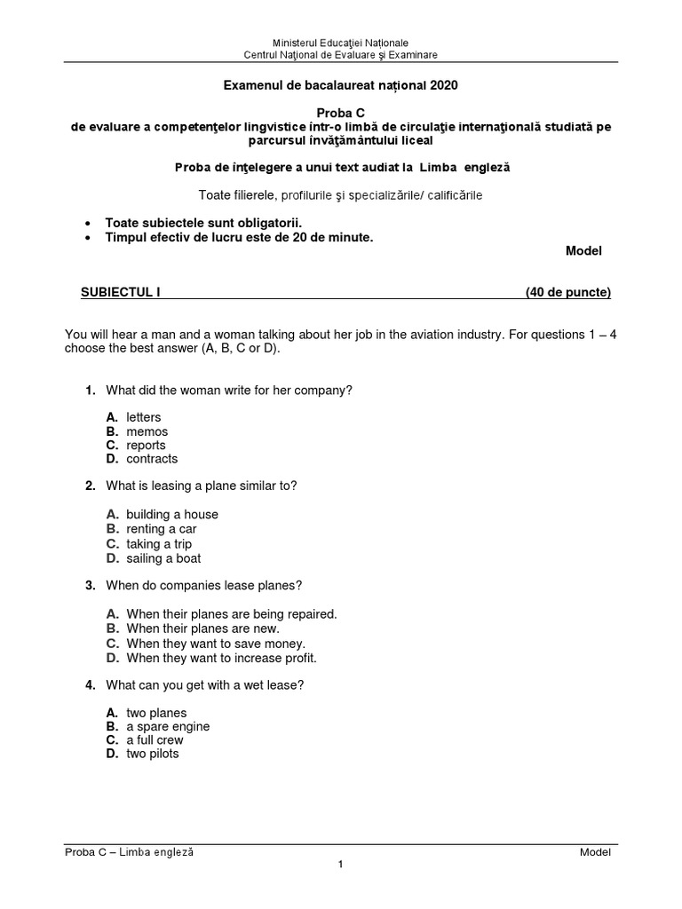 C Engleza Audio Text Model Subiect | PDF | Hillary Clinton | American Government