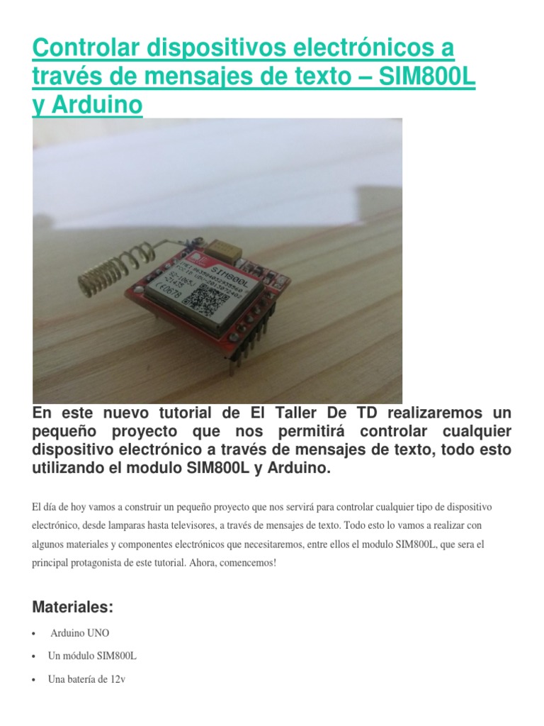 Controlar Dispositivos Electrónicos A Través de Mensajes de Texto | PDF ...