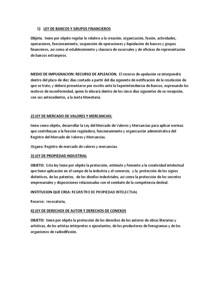 Leyes Especiales, Derecho Mercantil | PDF | Derechos de autor | Bancos