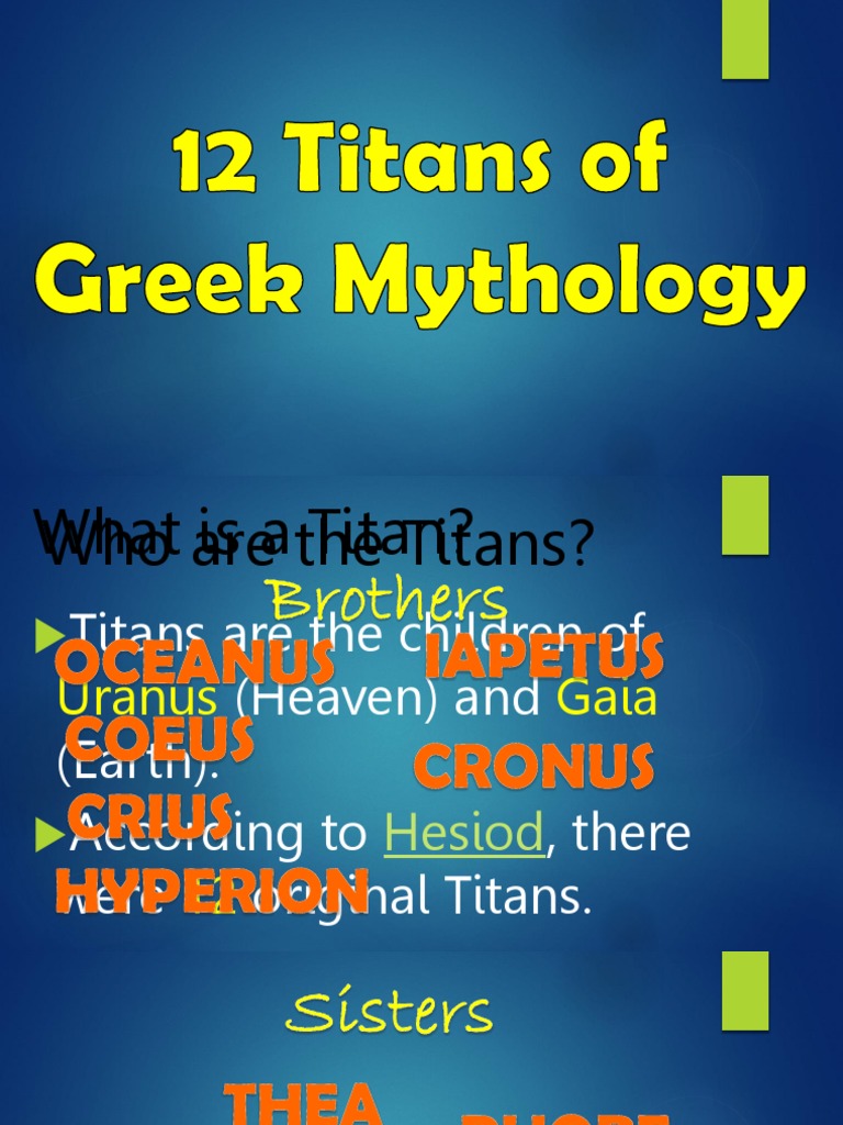 12 Titans of Greek Mythology - Eng 13 | PDF | Deities | European Mythology