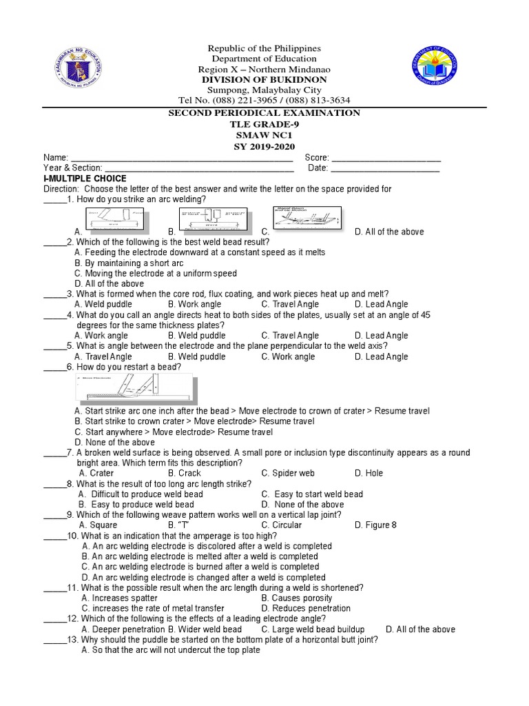 Grade 9 SMAW NC I SECOND QUARTER PERIODICAL by JIGGER MANCAWAN TALAKAG ...