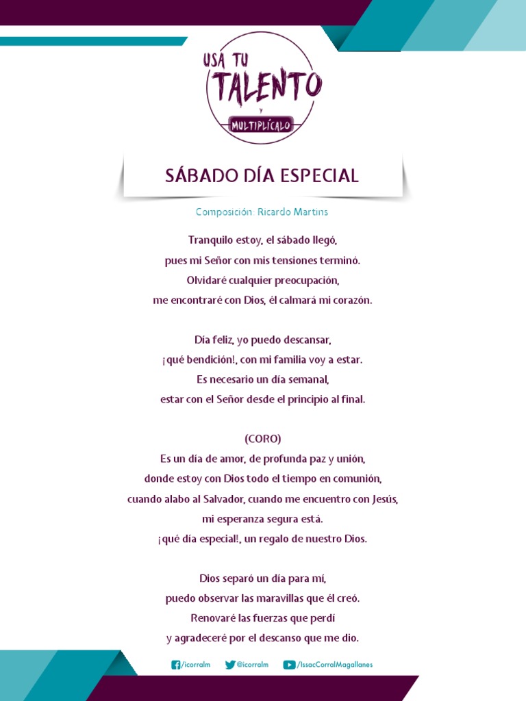 Letra-Sábado Día Especial | PDF