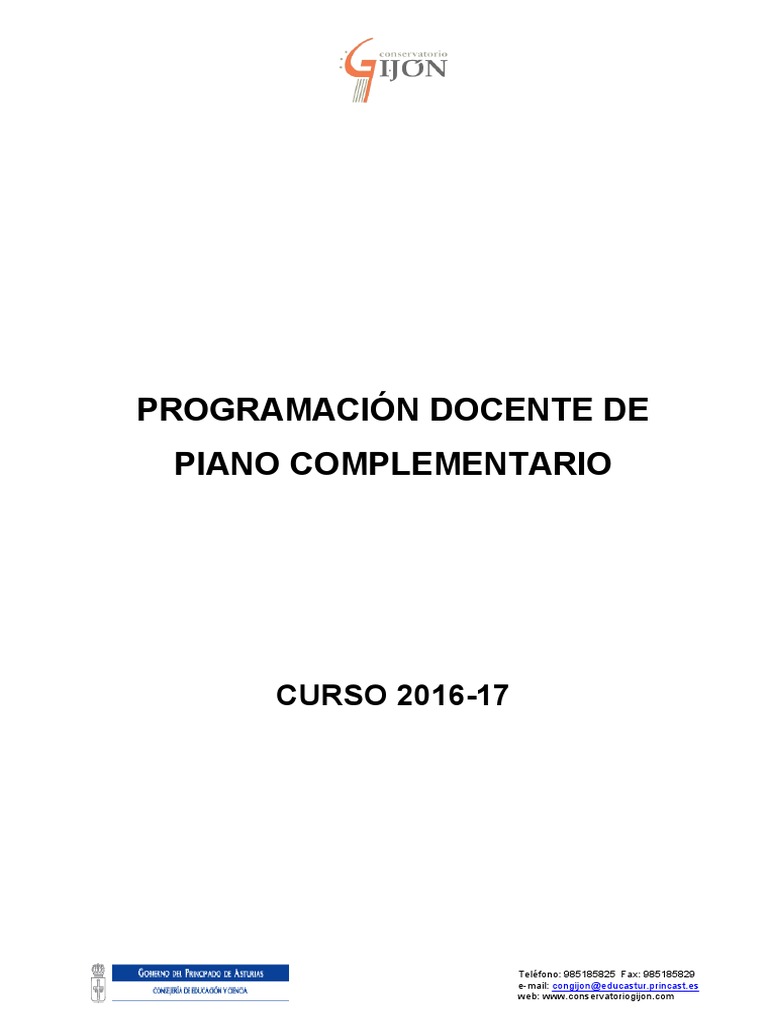 Programacin de Piano Complementario 2016 17 | PDF | Piano | Aprendizaje