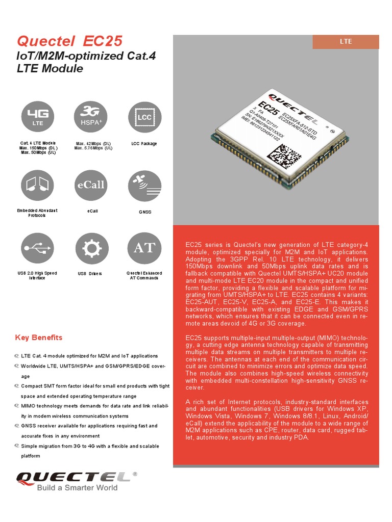 Quectel EC25 LTE Specification V1.0 | PDF | Lte (Telecommunication) | 4 G