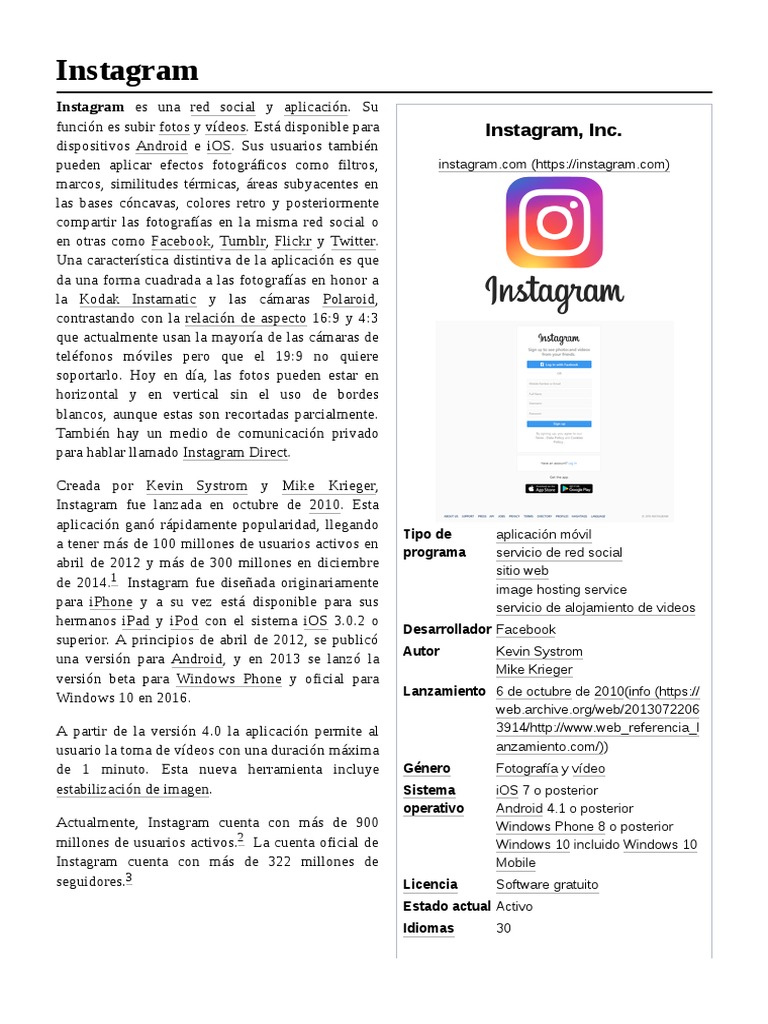 Instagram - WIKIPEDIA | PDF | Software móvil | Software