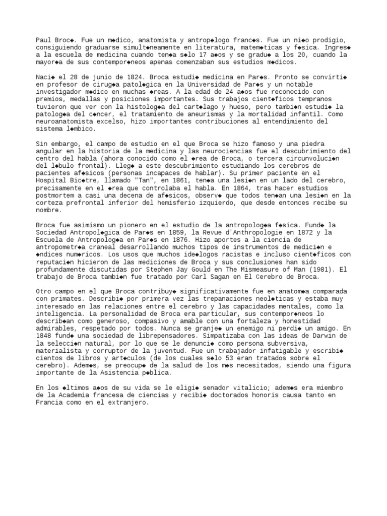 Paul Brocá | PDF | Neurociencia | Sistema nervioso