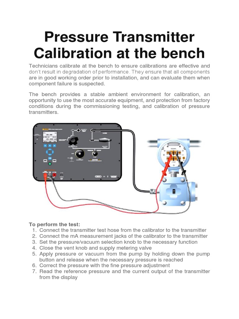Bench Calibration of Pressure Transmitters | PDF