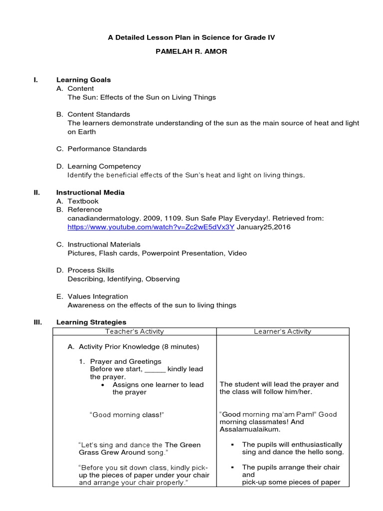 Sun's Effects on Living Things: Grade 4 Lesson | PDF | Sun | Evaporation