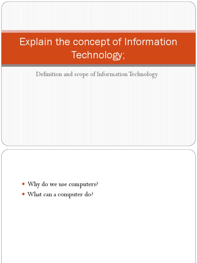 Explain The Concept of Information Technology | PDF | Random Access ...
