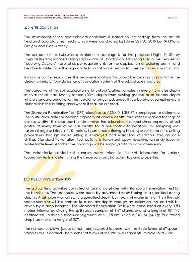 Geotechnical Investigation Report | Download Free PDF | Earth Sciences ...