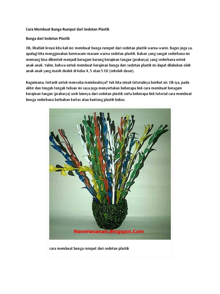 Cara Membuat Bunga Rumput Dari Sedotan Plastik | PDF