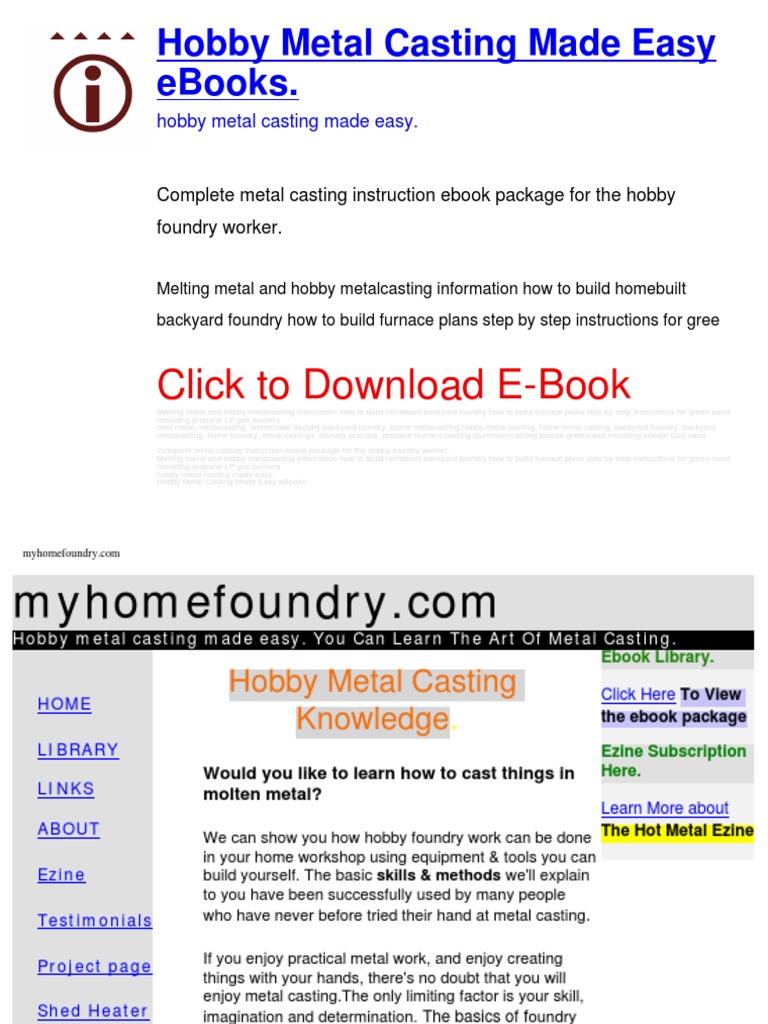 Hobby Metal Casting Made Easy - Melting Metal and Hobby Metalcasting ...
