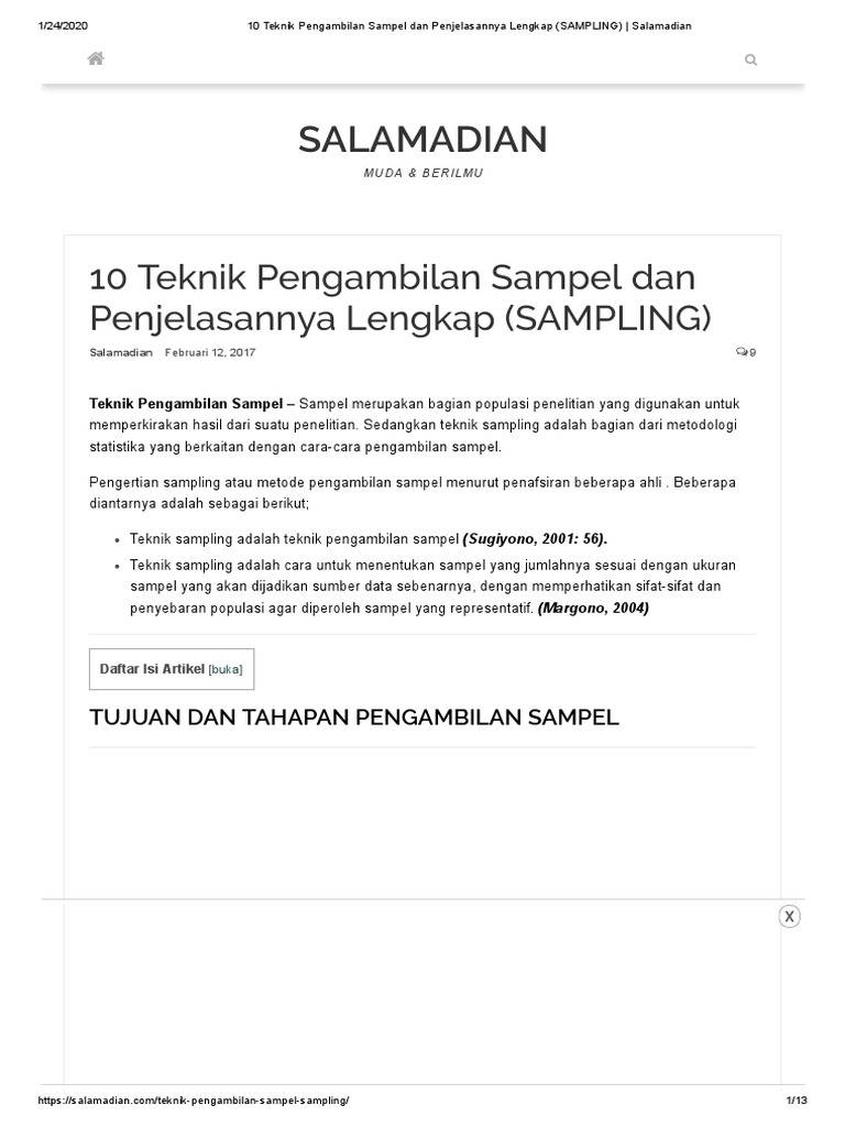 10 Teknik Pengambilan Sampel Dan Penjelasannya Lengkap (SAMPLING ... 10 Teknik Pengambilan Sampel Dan Penjelasannya Lengkap (SAMPLING ...