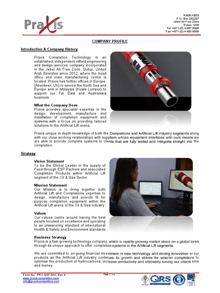Praxis Completion Technology Company Profile | PDF | United Arab ...