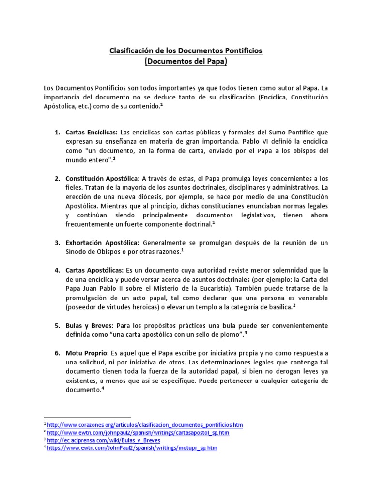Clasificación de Los Documentos Pontificios | PDF | Papa | Teología Católica y Doctrina