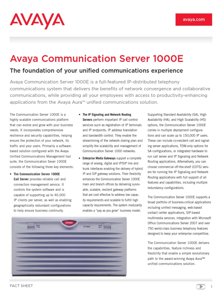 02 Avaya Communication Server 1000E Datasheet | PDF | Session ...