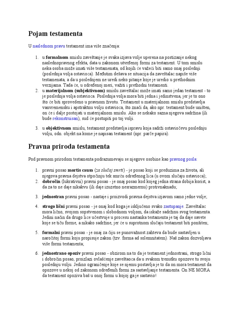 Pojam Testamenta | PDF