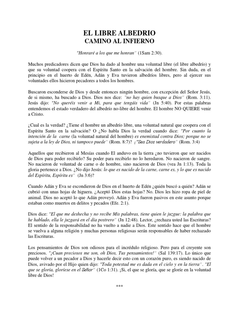 El Libre Albedrio PDF | PDF | Libre albedrío | Adán y Eva