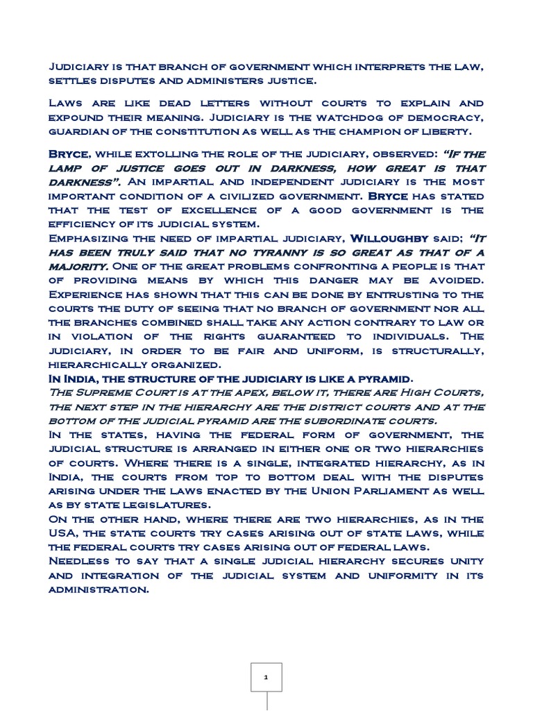 Structure and Powers of Indian Judiciary | PDF | Supreme Courts | Precedent