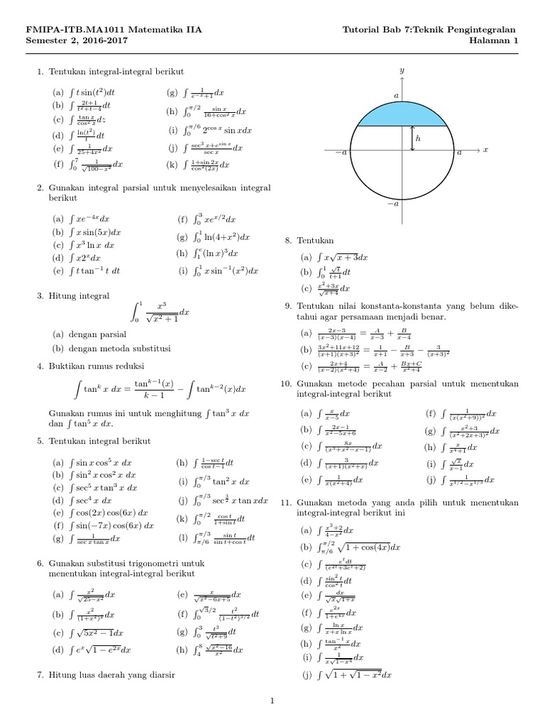 Tutorial Kalkulus Bab 7 Teknik Pengintegralan | PDF