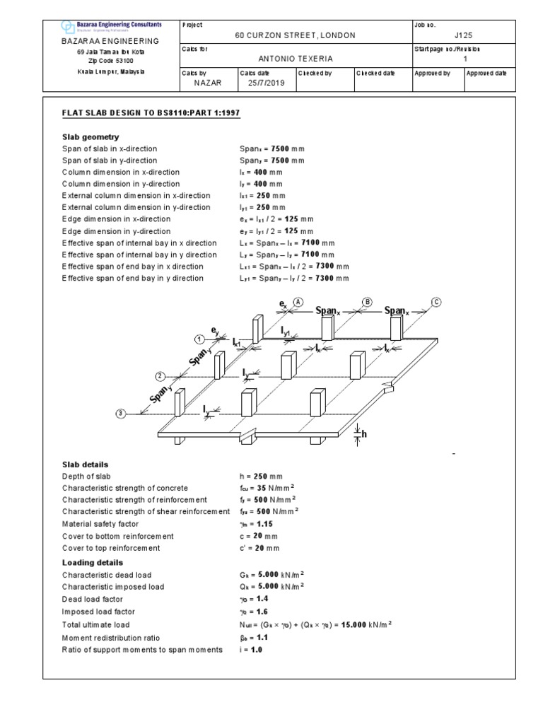 Flat Slab Design To BS8110 PDF | PDF | Concrete | Continuum Mechanics
