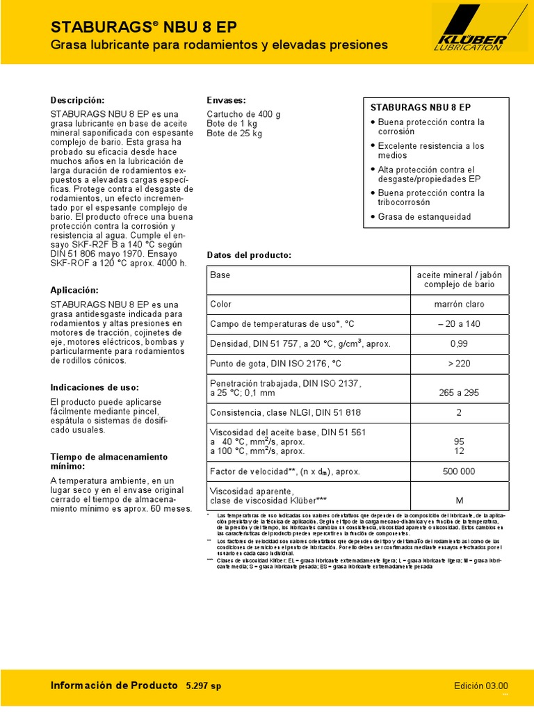 STABURAGS NBU 8 EP-sp | PDF | Lubricante | Toxicidad