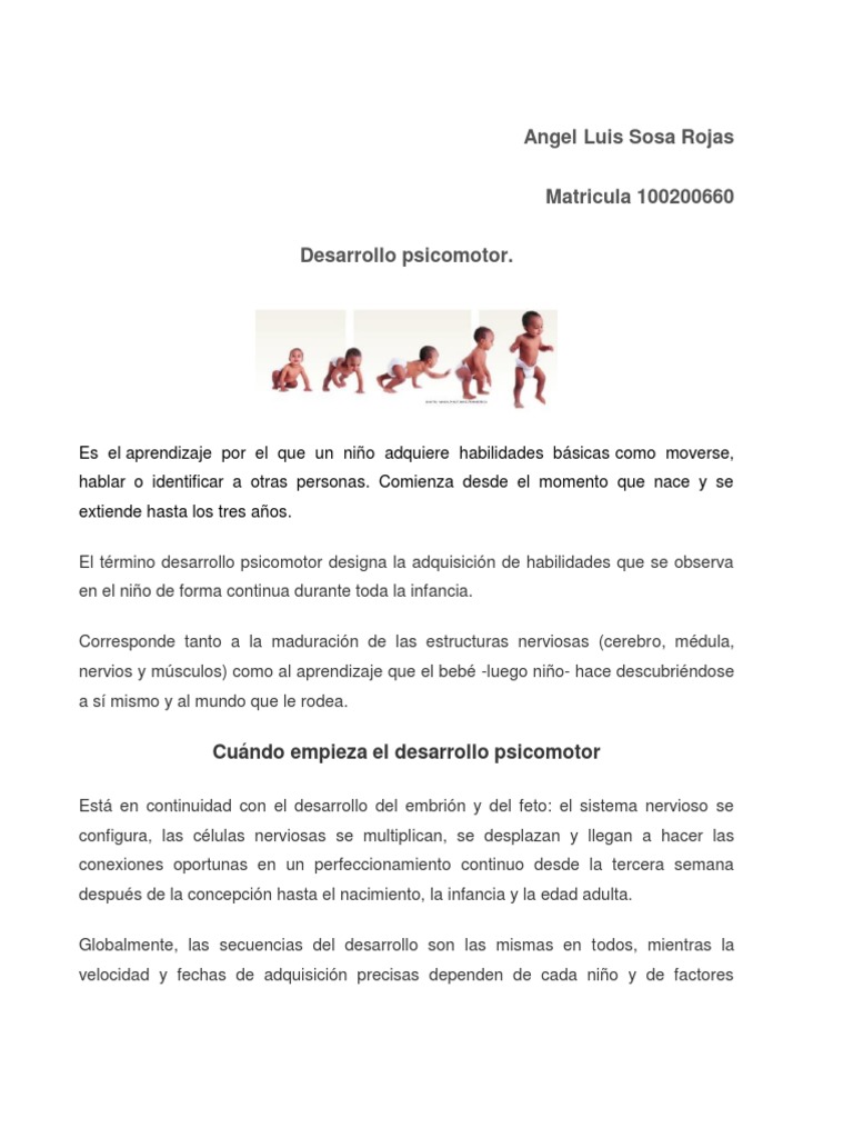 Qué Es El Desarrollo Psicomotor | PDF | Coordinación motriz | Cerebro