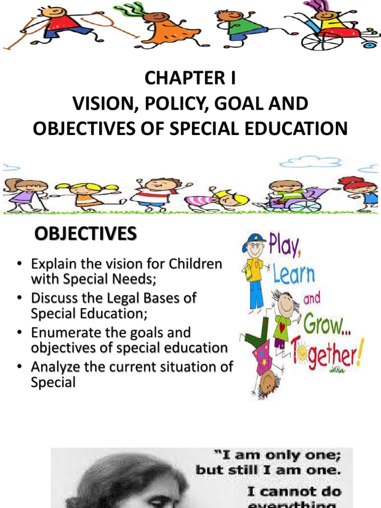 Sped Chapter 1 Lesson 1 Goals Objectives and Policy of SPED | PDF ...