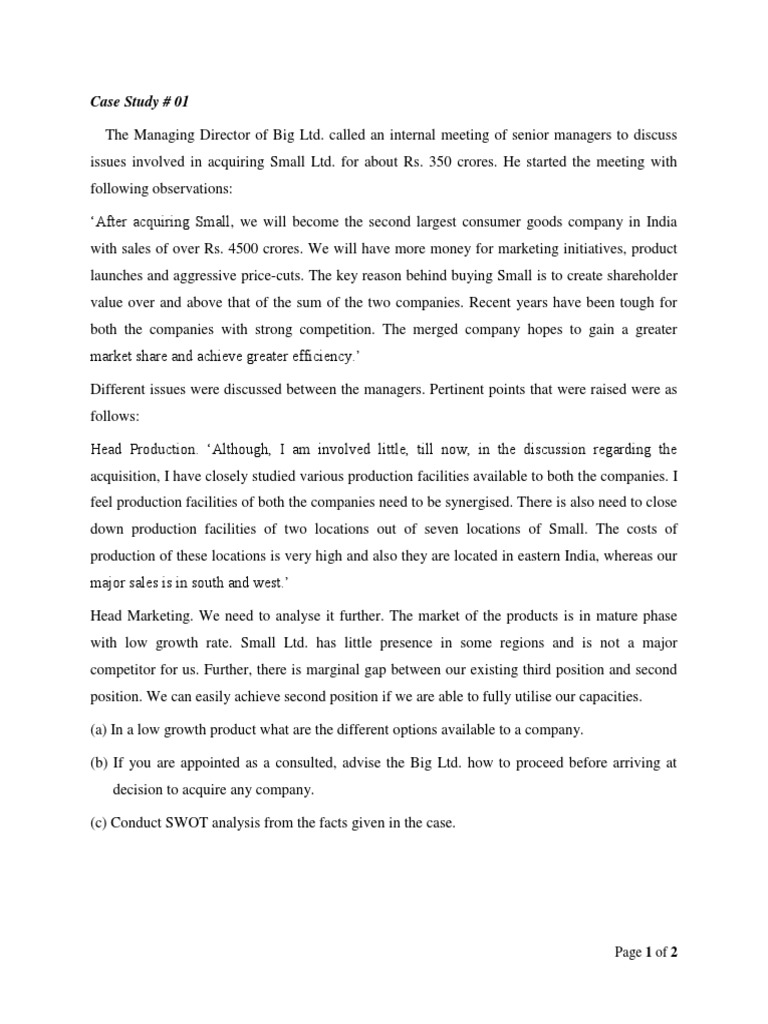 Case Study | PDF | Mergers And Acquisitions | Marketing