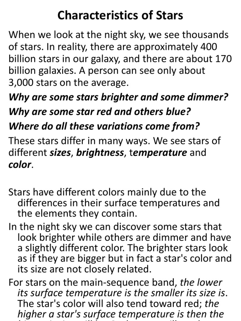 Brightness and Characteristics of Stars | PDF | Apparent Magnitude | Stars