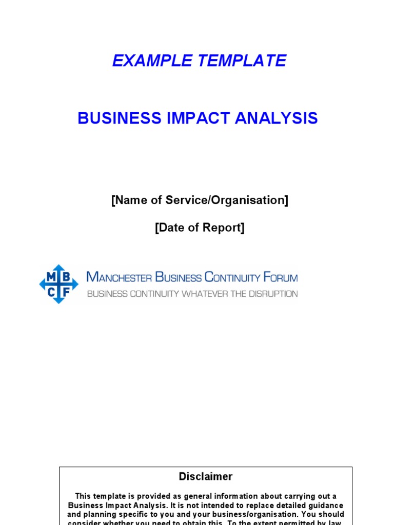 MBCF BIA Template Final | PDF | Business Continuity | Risk