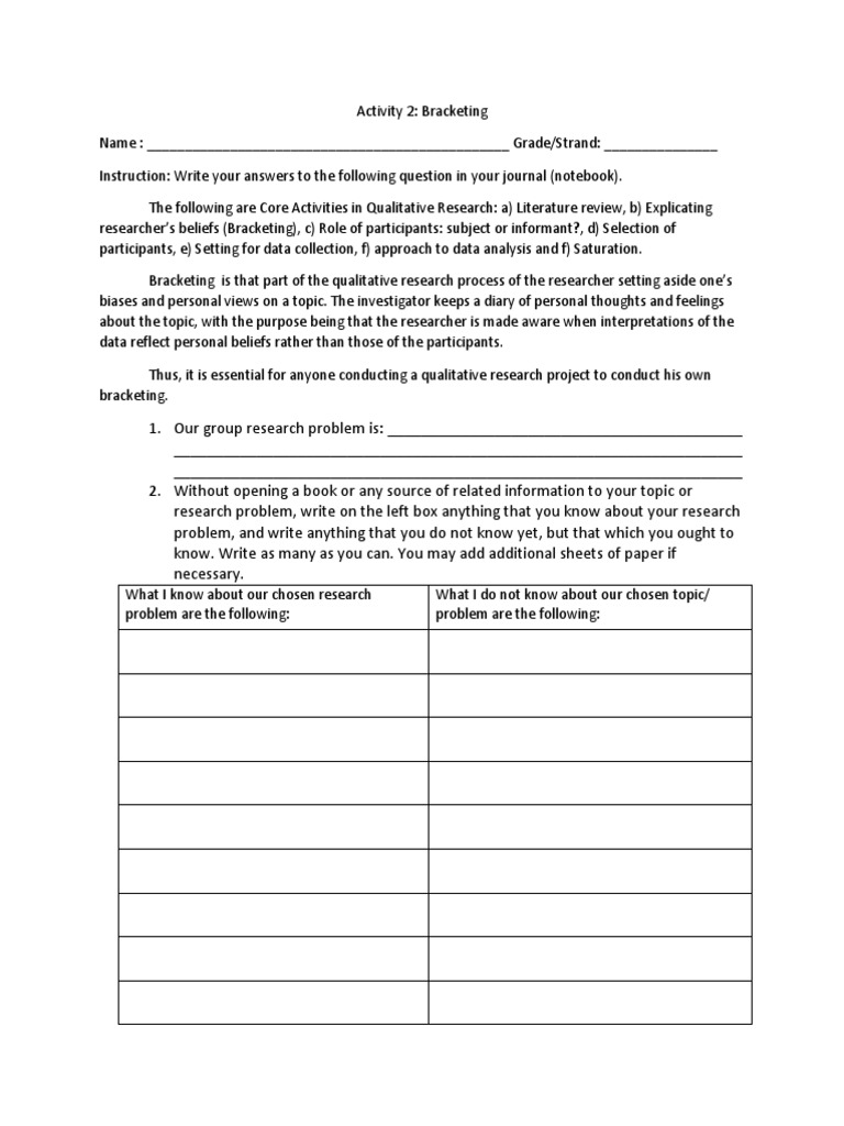 Bracketing in QUALITATIVE RESEARCH | PDF