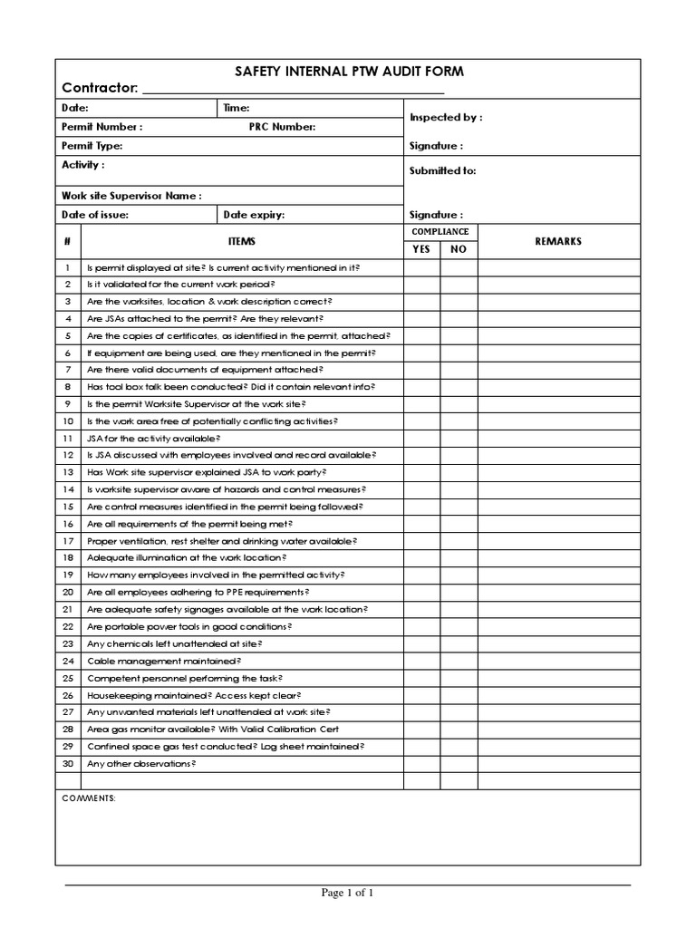 Assessing Compliance with Safety Protocols: An Internal Audit of Permit ...