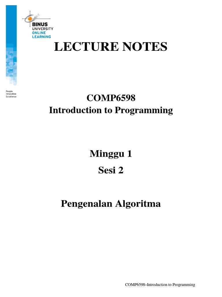 COMP6598 - Week 1 - Introduction To Algorithm LN - Final | PDF | Bisnis