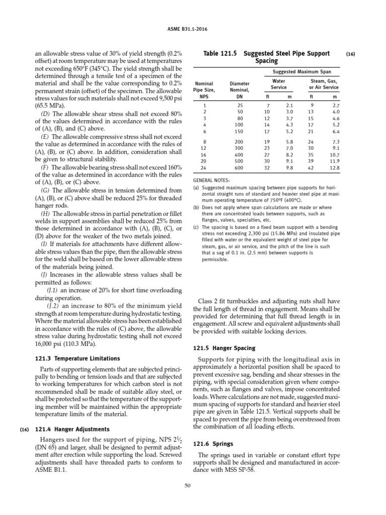 Pipe Support As Per Asme 31.1 | PDF | Pipe (Fluid Conveyance ...