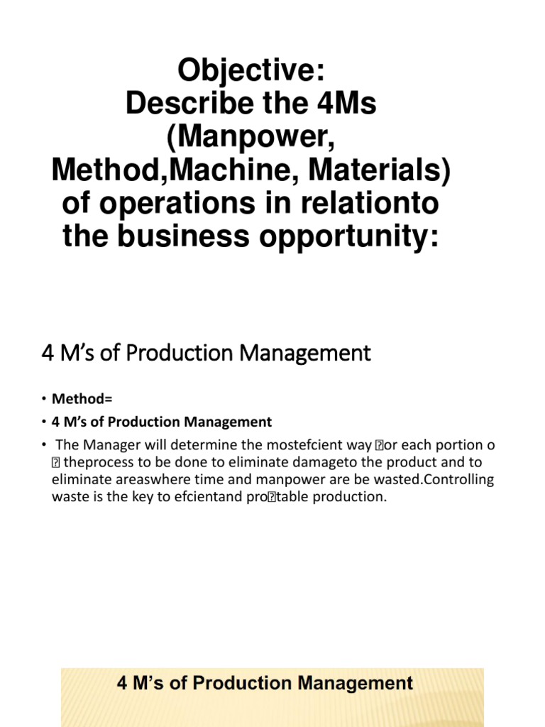 4 M's of Operation | PDF