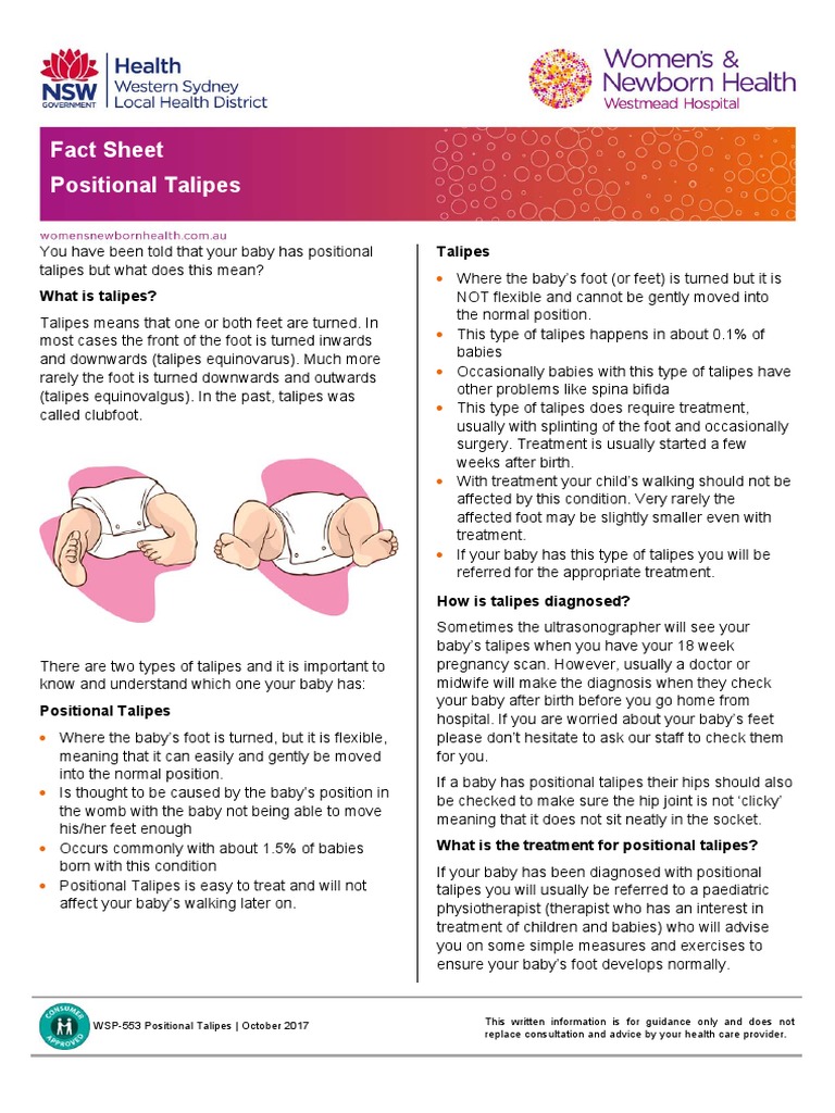 Positional Talipes - CRx4 - WSP553 Final | PDF | Foot | Health Sciences