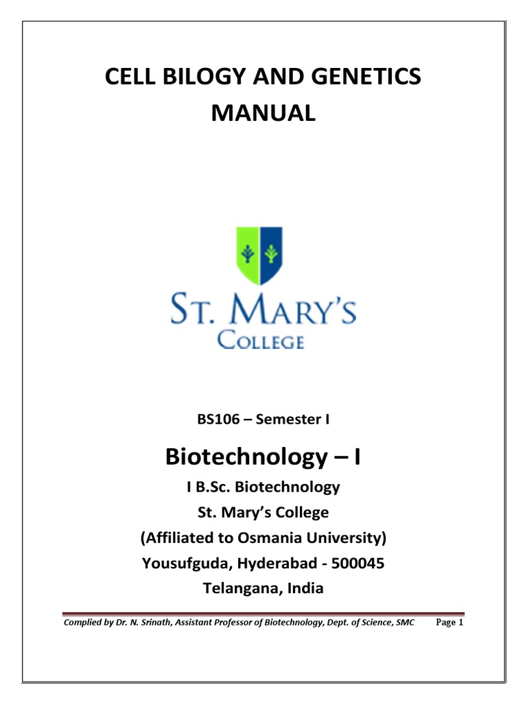 Cell Biology Lab Manual | PDF | Mitosis | Meiosis