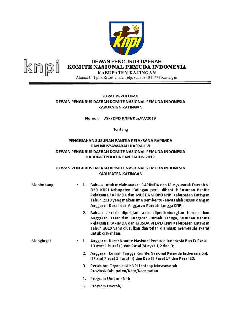 SK PANITIA MUSDA KNPI New | PDF