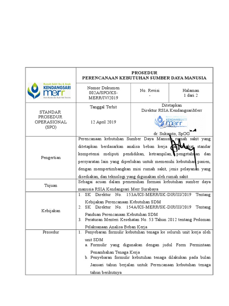 Spo Perencanaan Kebutuhan SDM | PDF