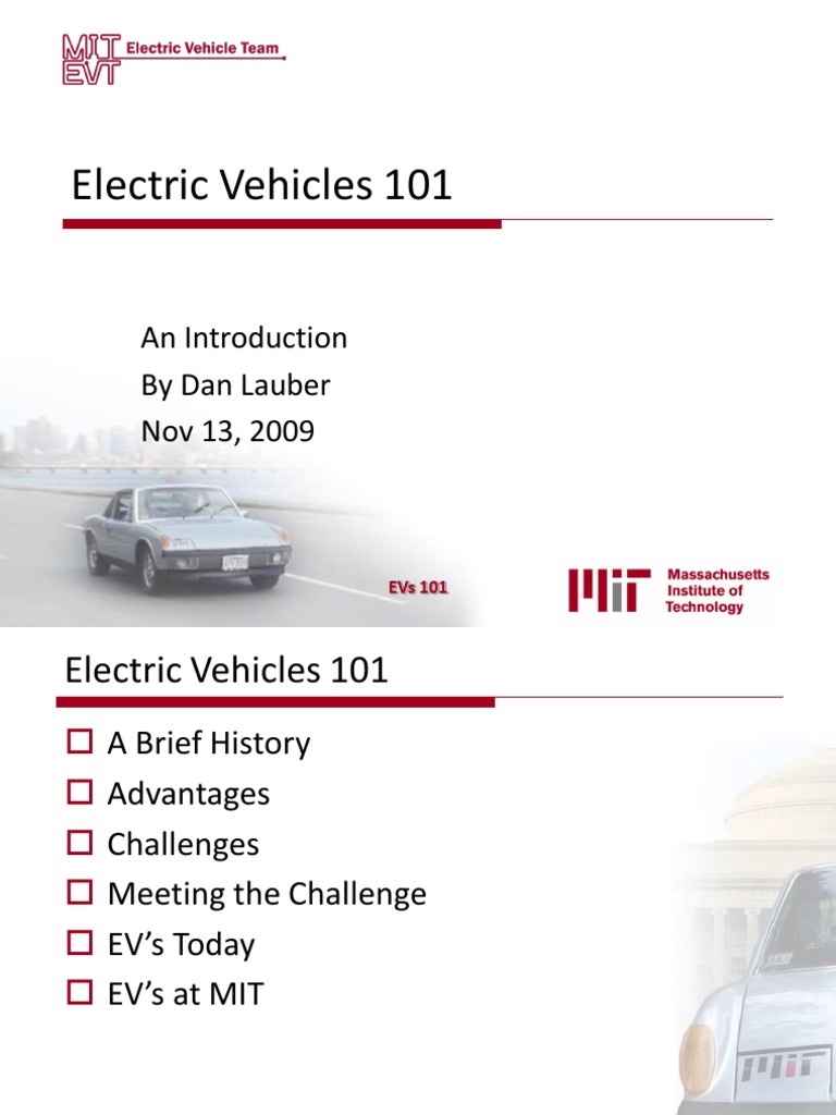 EVs 101 - 11-13-09 - MIT | PDF | Electric Vehicle | Hybrid Electric Vehicle
