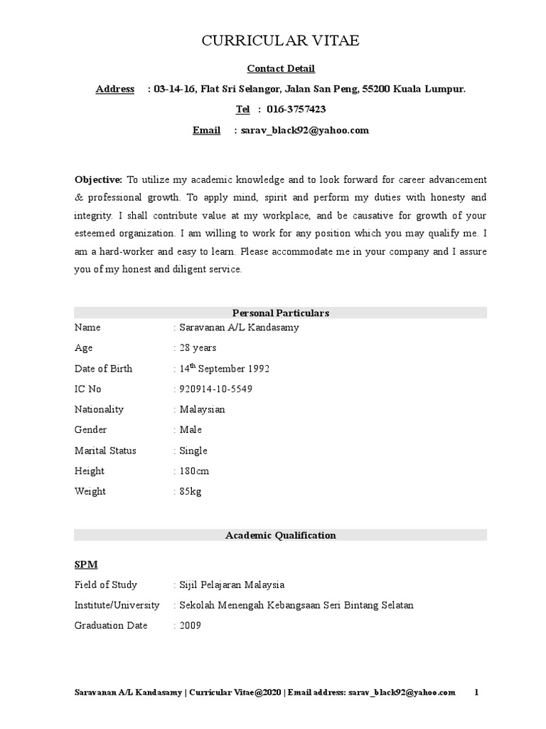 Saravanan Resume | PDF | Cognition | Communication