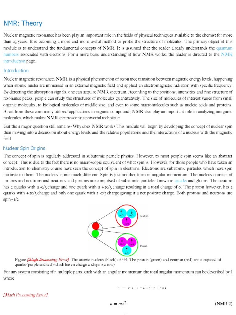 NMR: Theory - Chemistry LibreTexts PDF | PDF | Nuclear Magnetic Resonance | Proton