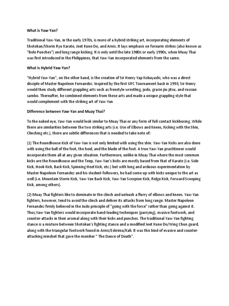 What Is Yaw-Yan | Download Free PDF | Muay Thai | Jeet Kune Do