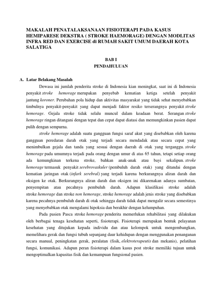 Fisioterapi Hemiparese Pasca Stroke | PDF | Pengembangan Diri ...