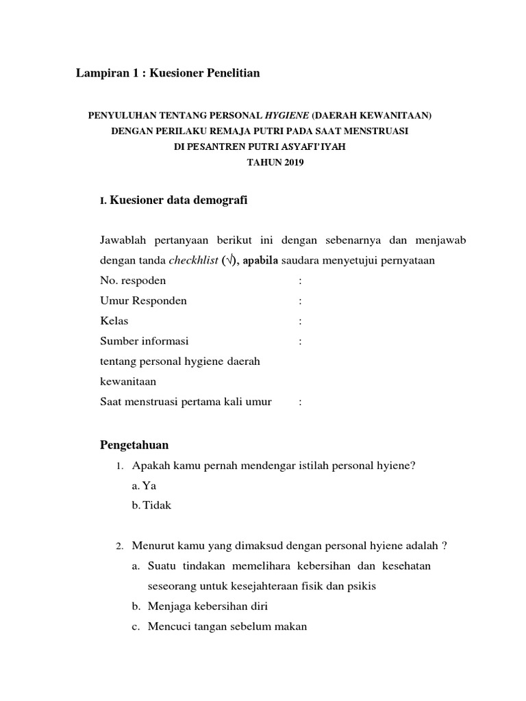 Kuesioner Komunitas - Bu Eni | PDF