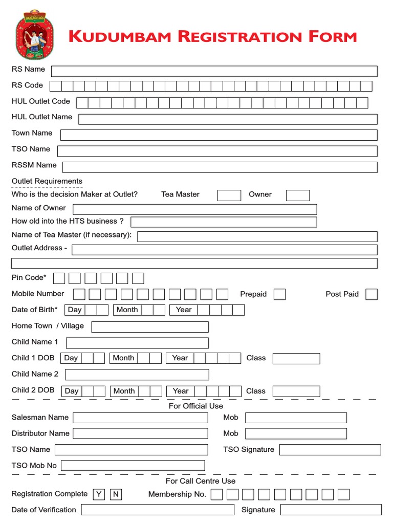 Kudumbam Registration Form Details | PDF