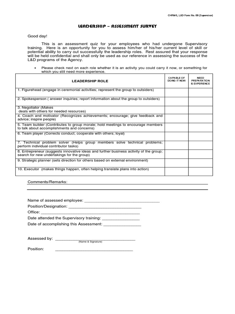 Leadership Assessment Test | Download Free PDF | Leadership | Action ...
