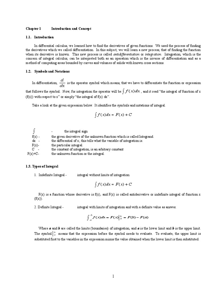 Integral Calculus: Concepts and Methods | PDF | Integral | Derivative